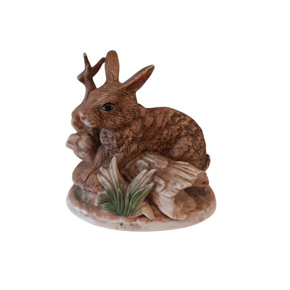 Homco | Accents | Homco Vintage Rabbit On Log Figurine 4x4x25 Cute And ...